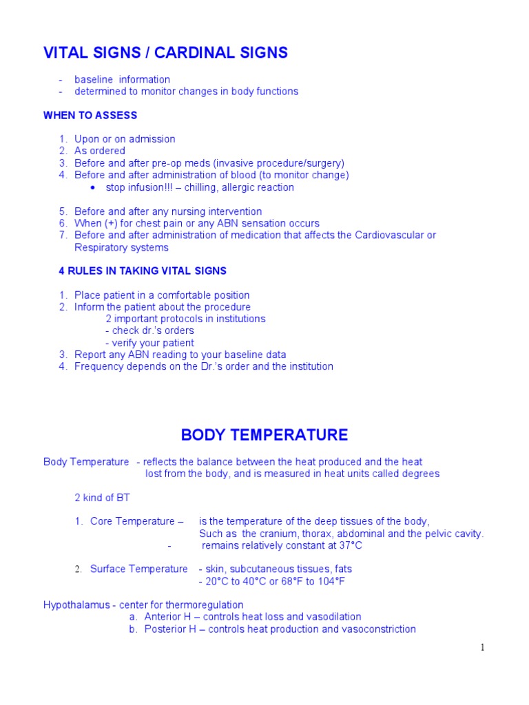 Vital Signs Assessment and Management Guide | PDF