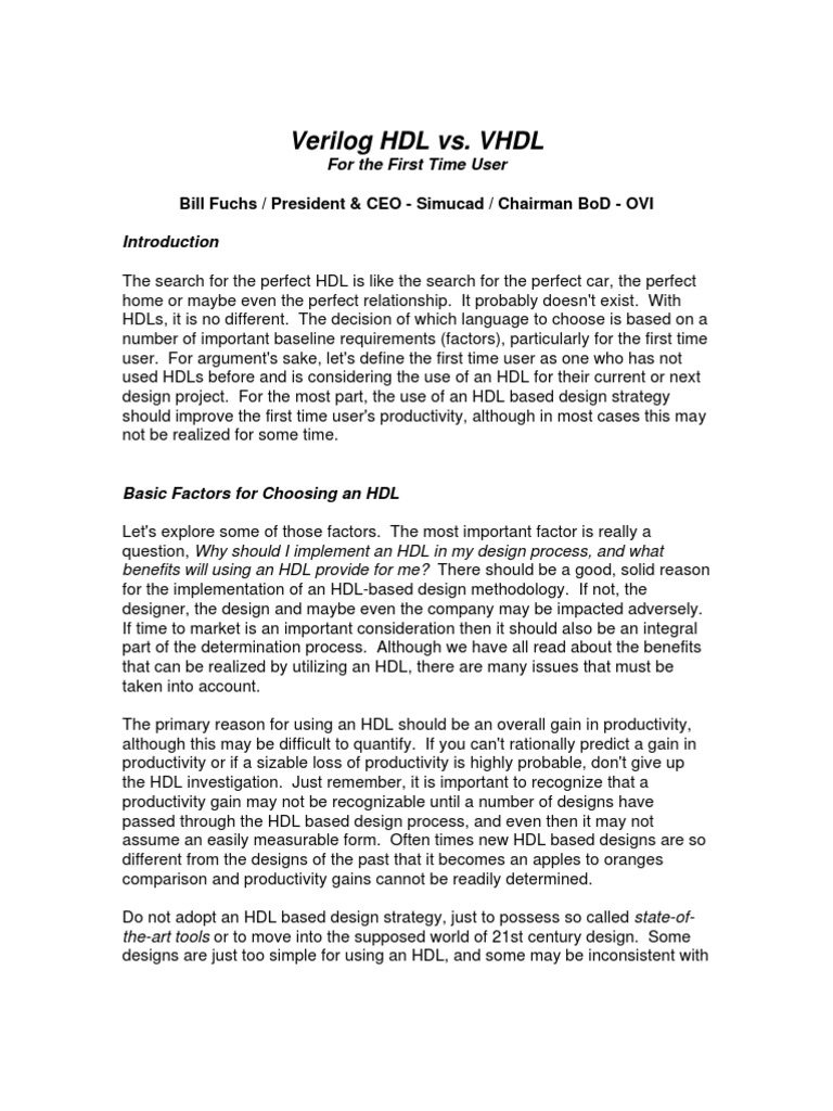 Verilog Vs Vhdl Download Free Pdf Hardware Description Language Vhdl 5304