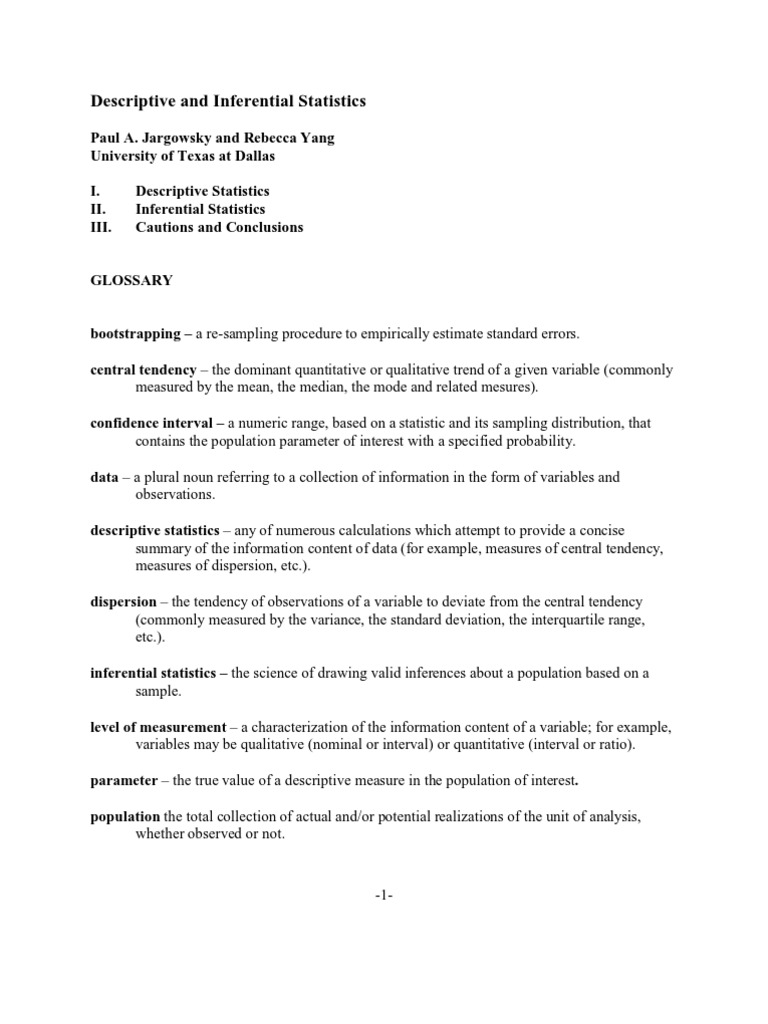 Descriptive and Inferential Statistics | PDF | Level Of Measurement ...