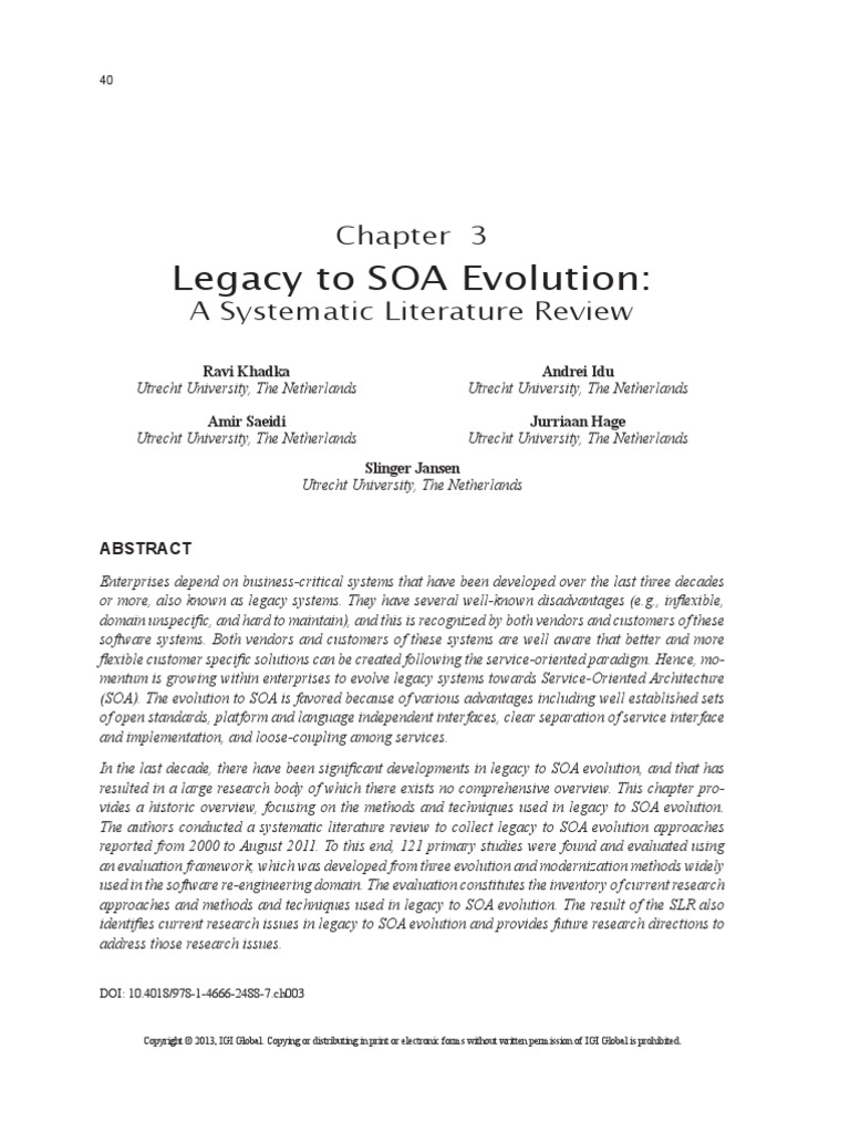 Legacy To SOA Evolution - A Systematic Literature Review | PDF ...