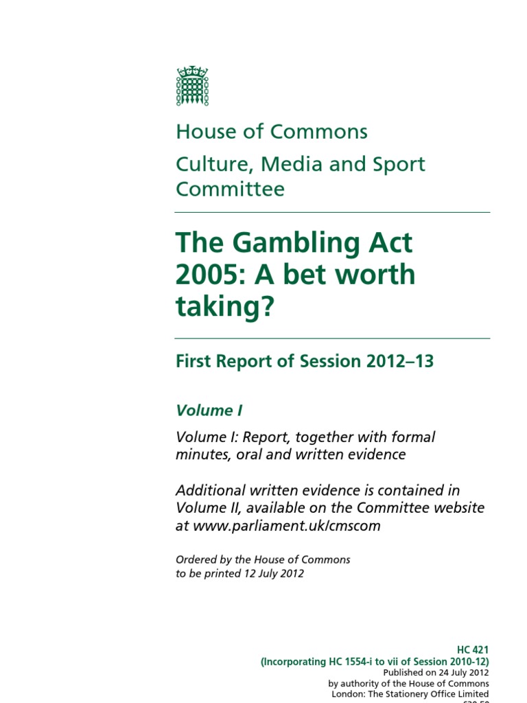 Gambling Act 2005 | PDF | Problem Gambling | Gambling Gambling Act 2005 | PDF | Problem Gambling | Gambling