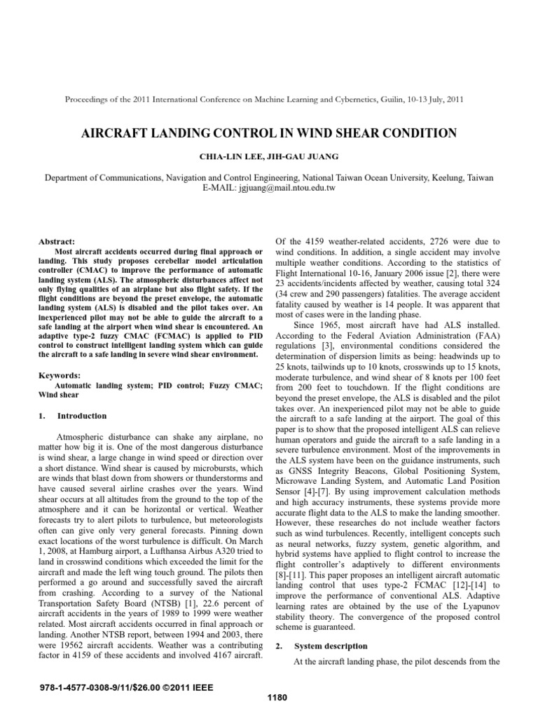 Aircraft Landing Control in Wind Shear Condition | PDF | Aviation ...