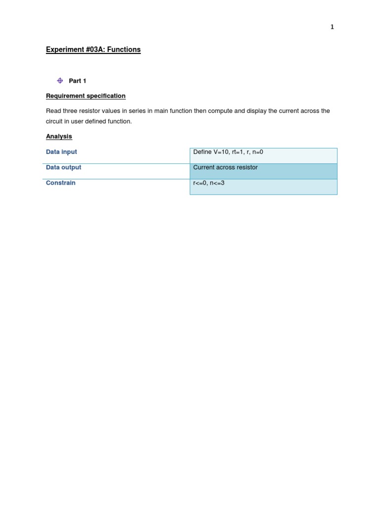 Experiment #03A: Functions: Requirement Specification | PDF | Subroutine | Computer Programming