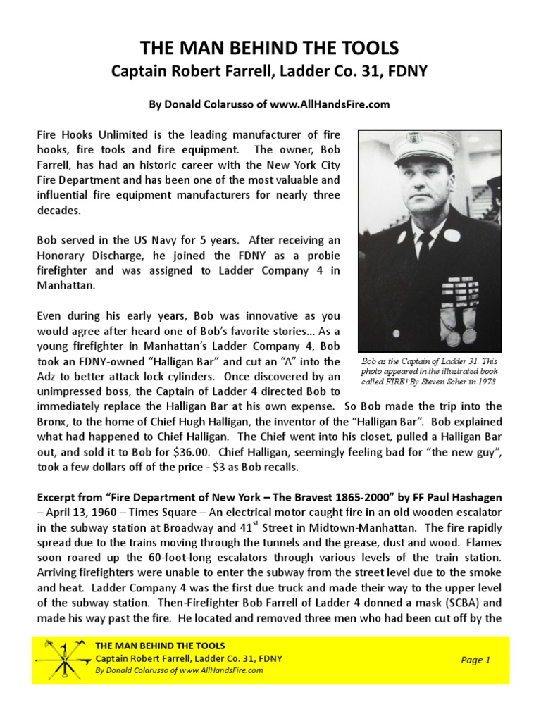Captain Bob Farrell: Firefighting Legacy | PDF | New York City Fire ...
