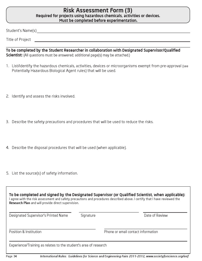 Risk Assessment Form | PDF | Risk Assessment | Risk