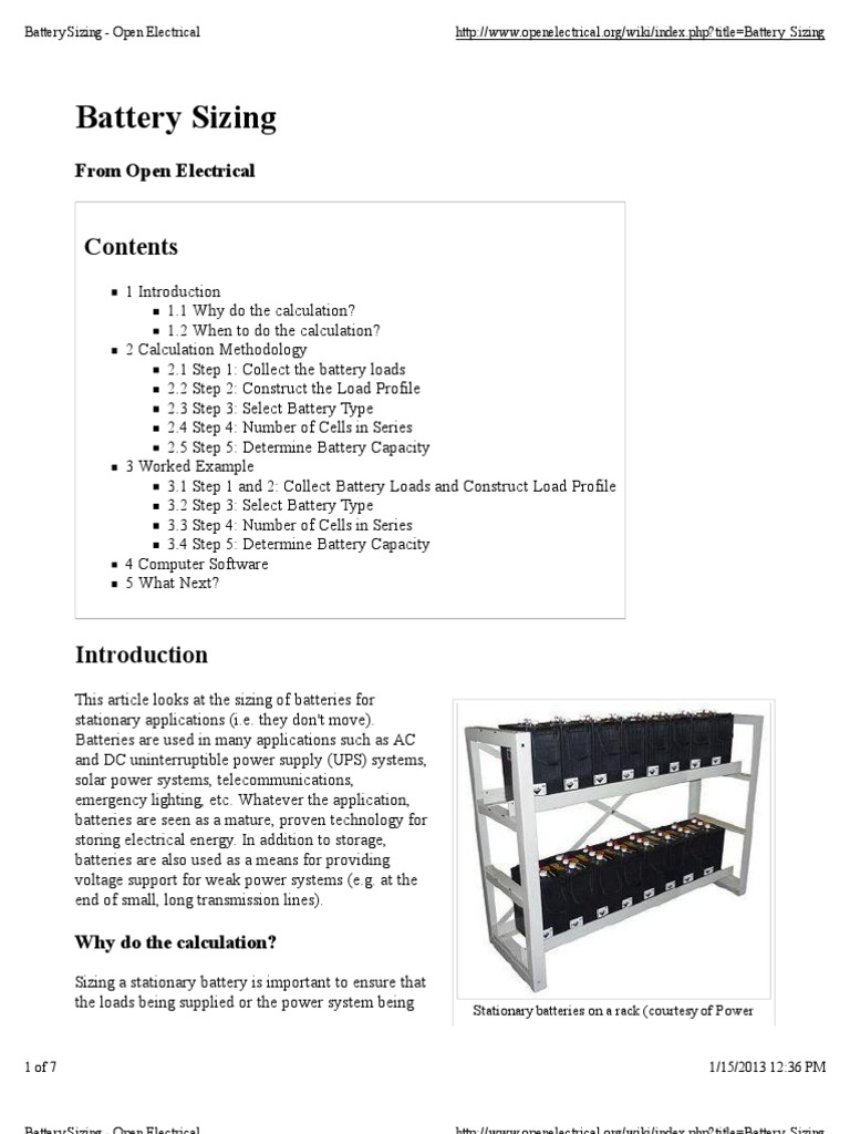 Battery Sizing Methodology Guide | PDF | Battery (Electricity ...