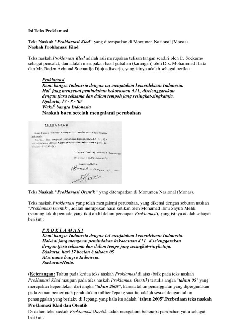 Isi Teks Proklamasi | PDF