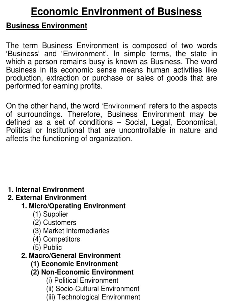 Economic Environment of Business | PDF | Natural Environment | Business
