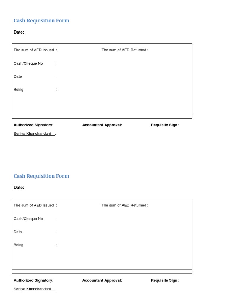 Cash Requisition Form | PDF