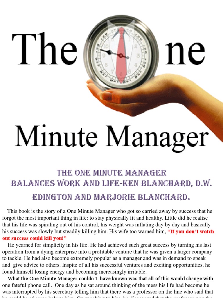 One Minute Manager | PDF | Chronic Condition | Determinants Of Health