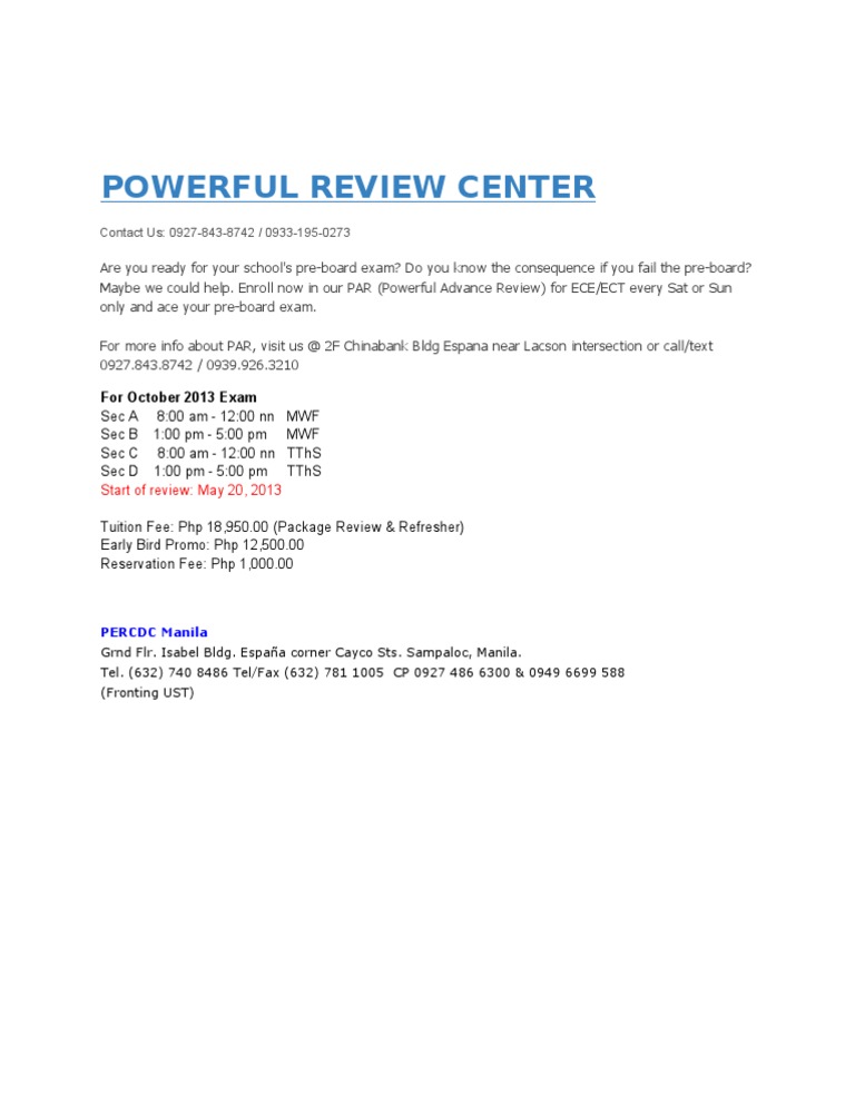 Powerful Review Center: For October 2013 Exam | PDF | Business