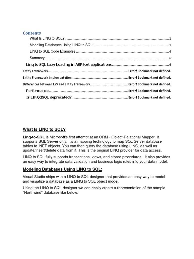 LINQ To SQL Guide | PDF | Language Integrated Query | Entity Framework