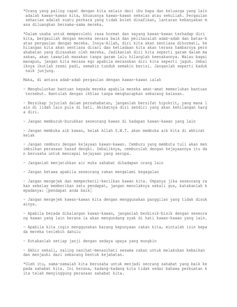 Adab Pergaulan dengan Kawan-Kawan | PDF