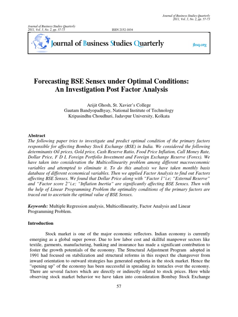 Sensex Vs Index | PDF | Multicollinearity | Factor Analysis