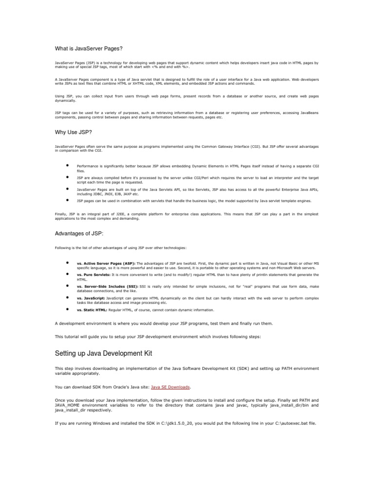 Tutorial Jsp English Pdf Java Server Pages Java Servlet