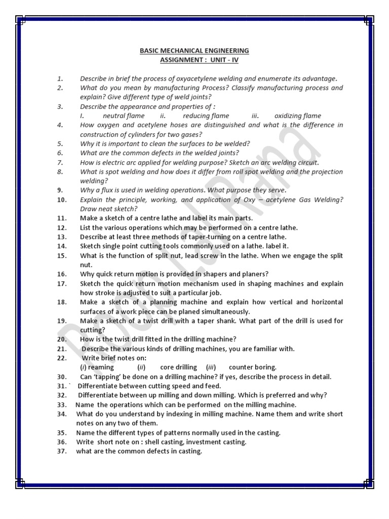 Assignment Unit IV BME | PDF | Welding | Construction