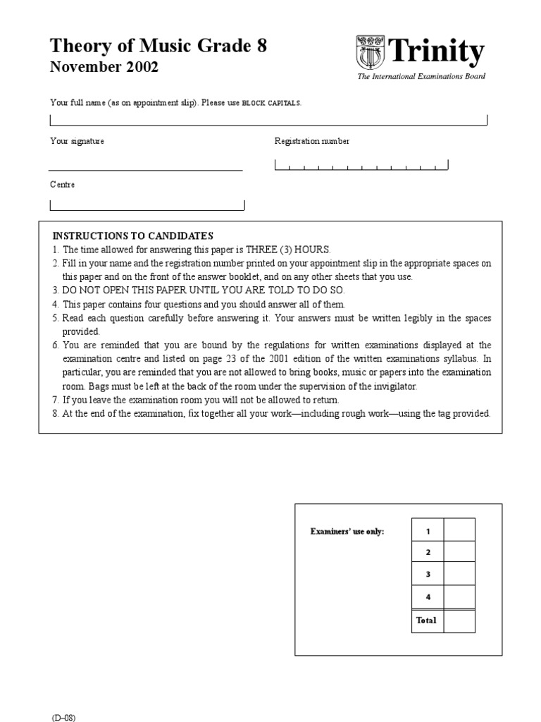Grade 8 Music Theory Sample | PDF
