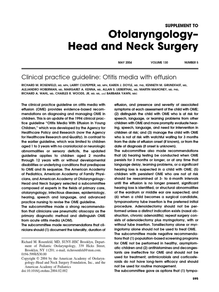 Clinical Guidelines - OME | PDF | Screening (Medicine) | Evidence Based ...