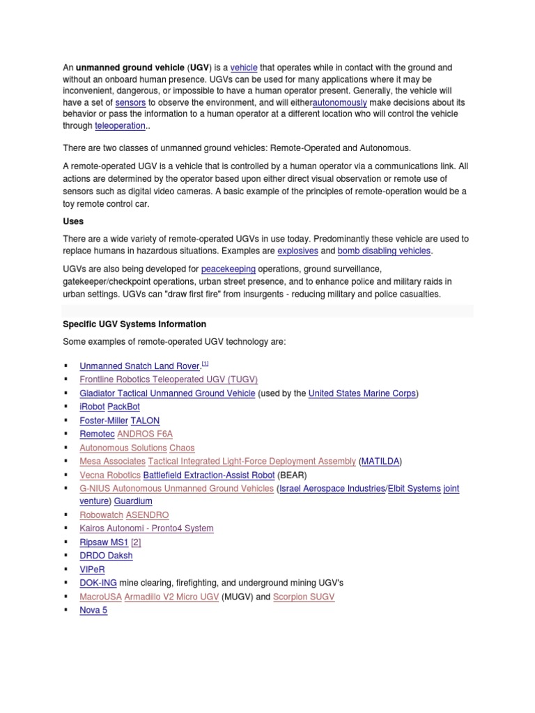 Frontline Robotics Teleoperated UGV (TUGV) | PDF | Robotics | Automation