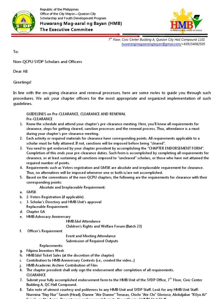 Huwarang Mag-Aaral NG Bayan (HMB) The Executive Commitee | PDF | Government