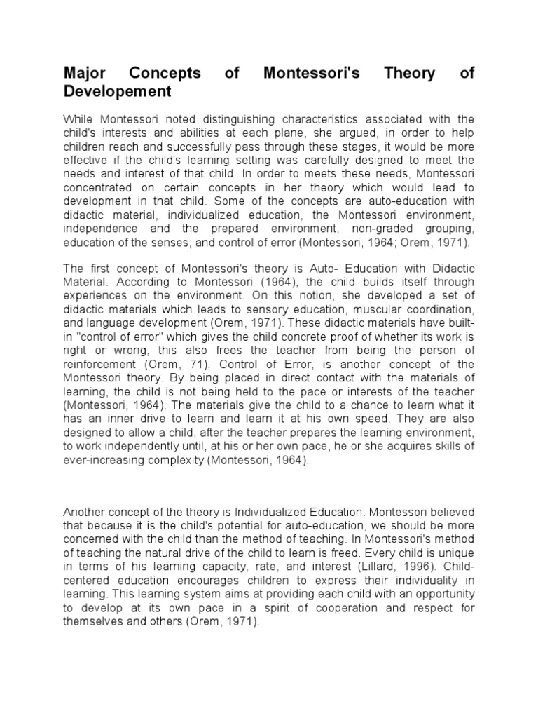 Major Concepts of Montessori | Download Free PDF | Montessori Education ...