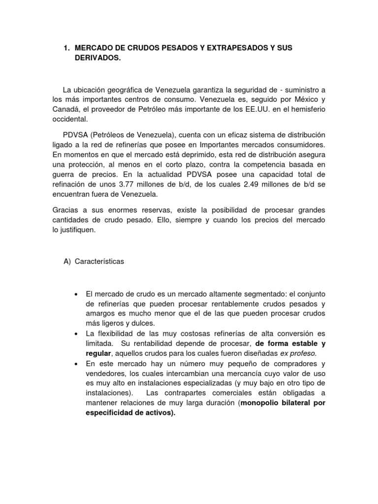 Mercado de Crudos Pesados y Extrapesados y Sus Derivados | PDF ...