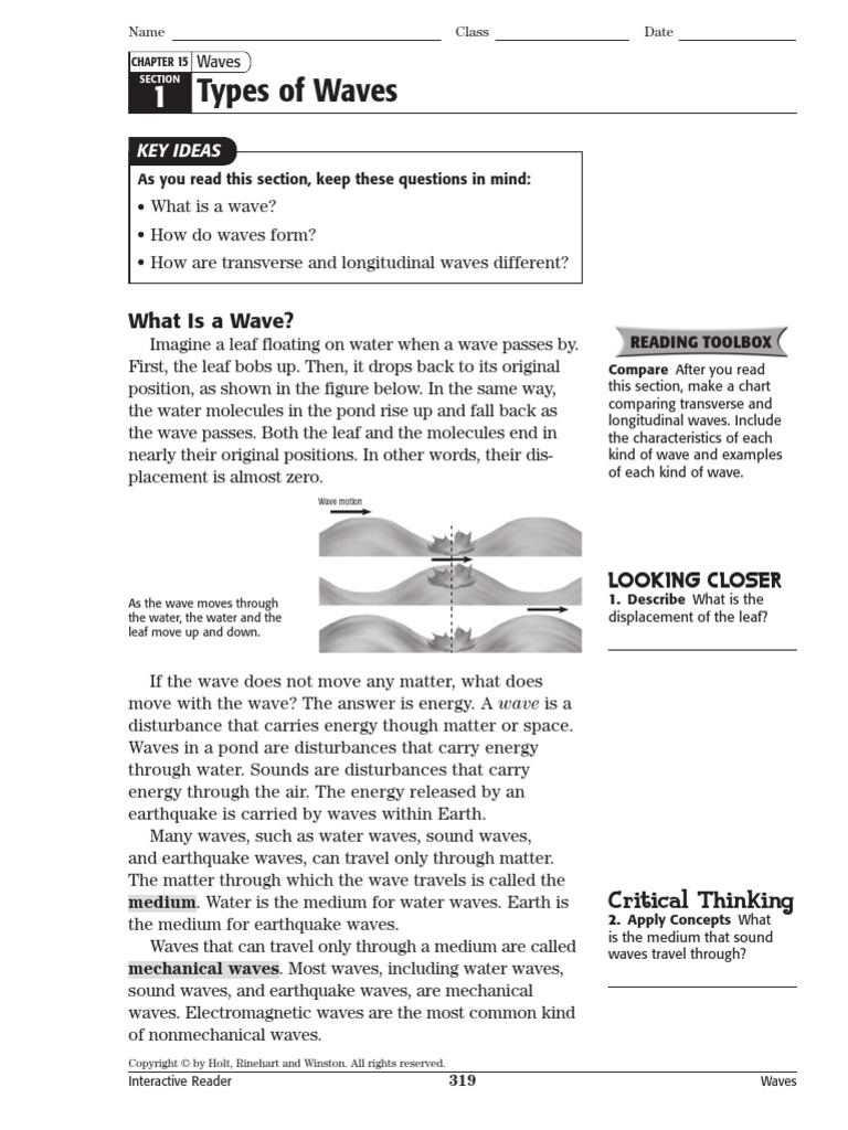 CHP 15-1 IG Types of Waves | PDF | Waves | Electromagnetic Radiation