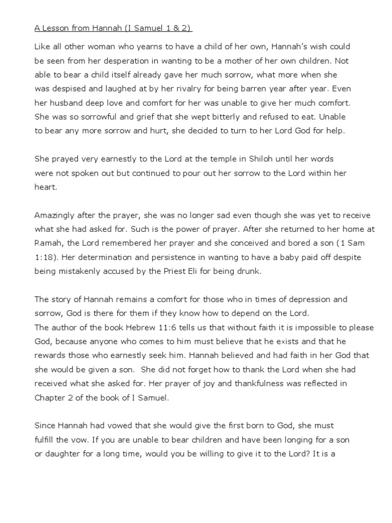 A Lesson From Hannah | PDF | Hebrew Bible | Religious Behaviour And ...