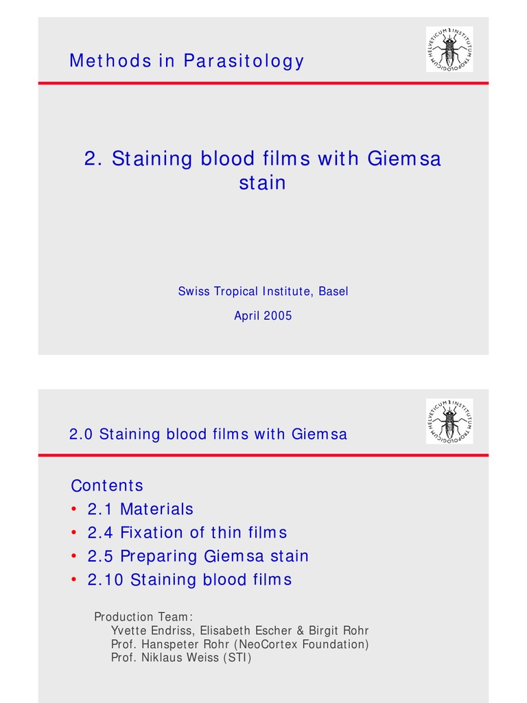 giemsa stain | Fixation (Histology) | Staining