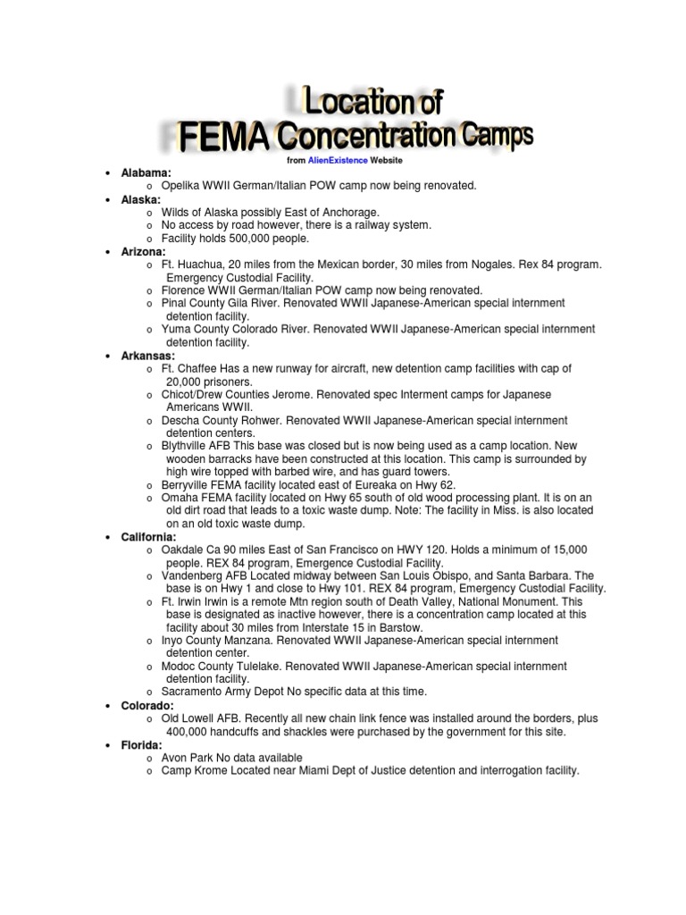 Locations of FEMA Concentration Camps | PDF | God | United States ...
