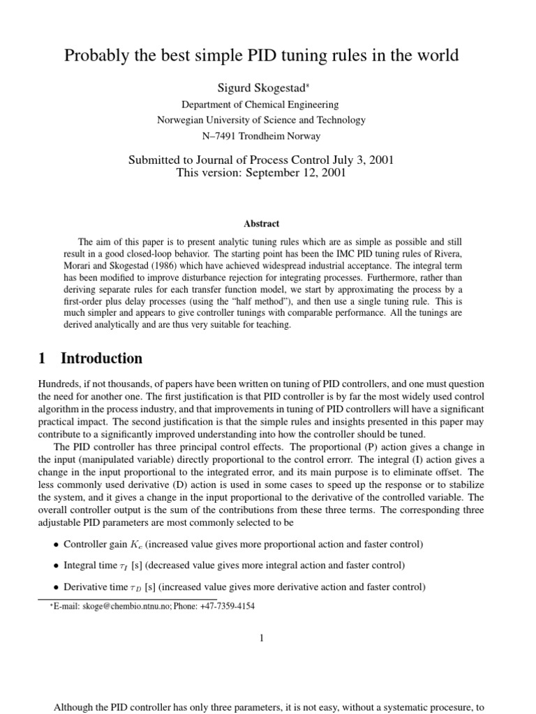 Best simple PID tuning rules | PDF | Control Theory | Control System