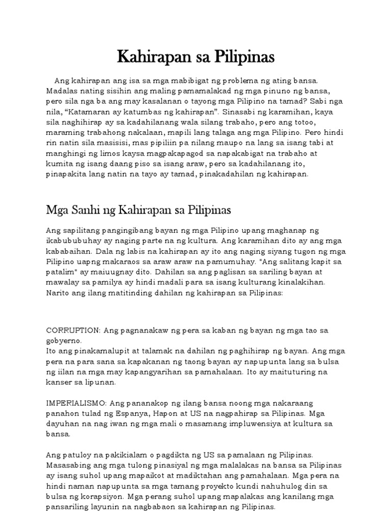 Kahirapan Sa Pilipinas | PDF