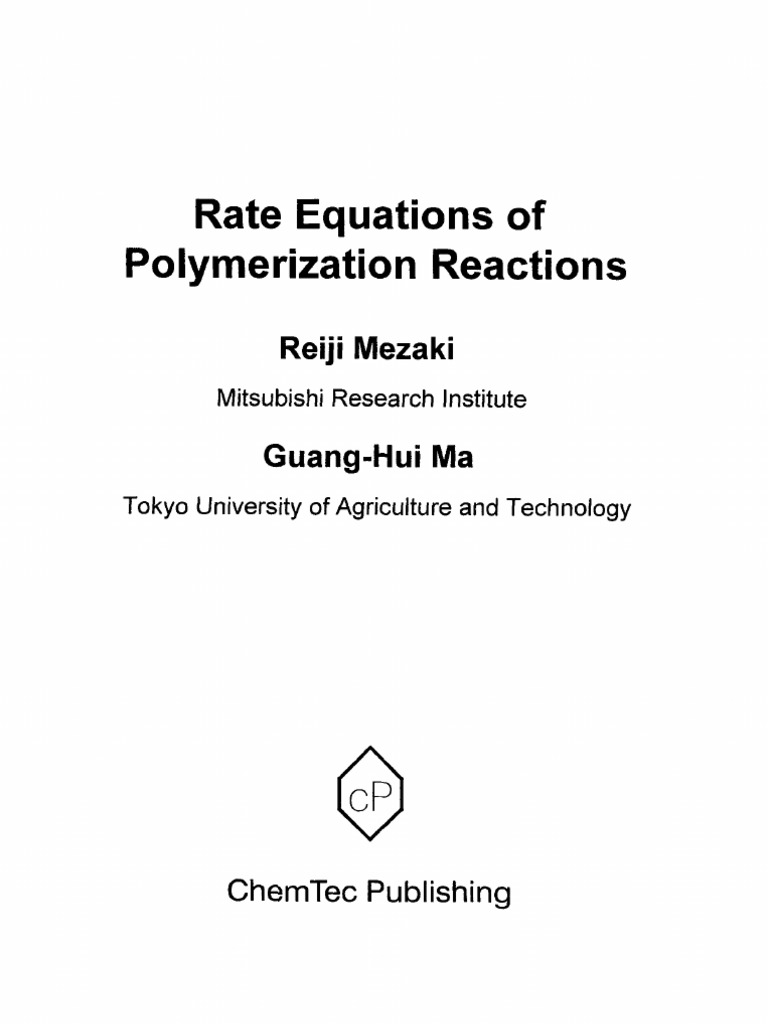 Rate Equation of Polymarization Reaction | PDF | Polymerization | Polymers
