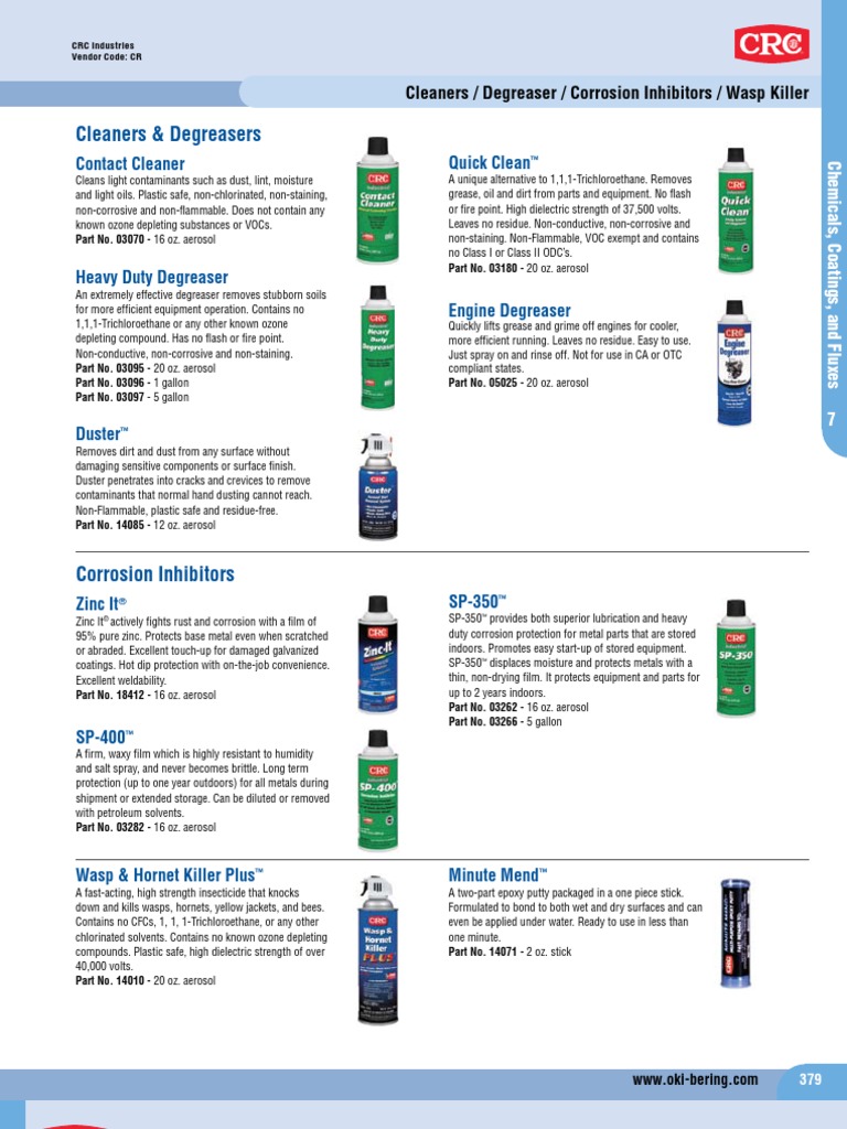 Cleaners & Degreasers: Contact Cleaner Quick Clean | PDF | Corrosion ...
