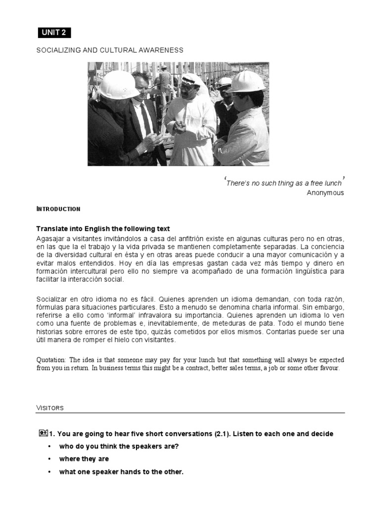 INGLES - Unit 2 (Socializing) | PDF | Idioma | Alimentos