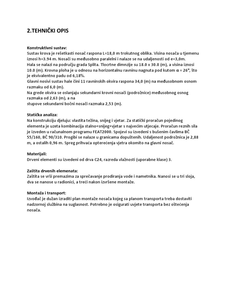 Drvene Konstrukcije - Tehnicki Opis | PDF