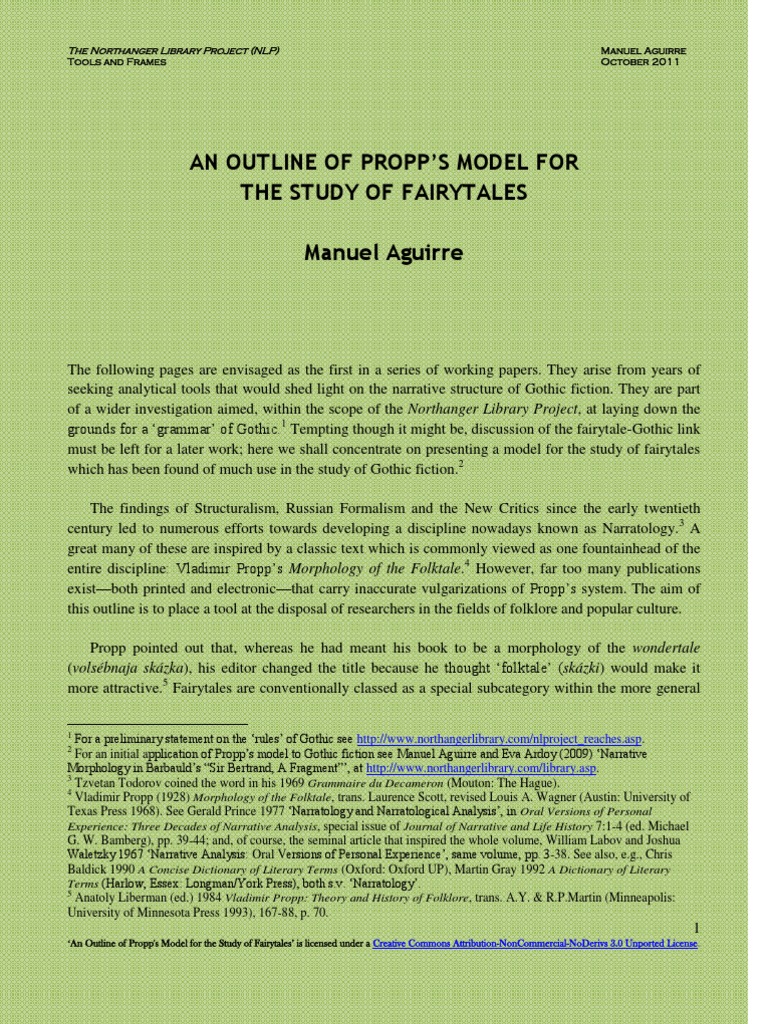 Propp Morphology | PDF | Fairy Tales | Cognitive Science