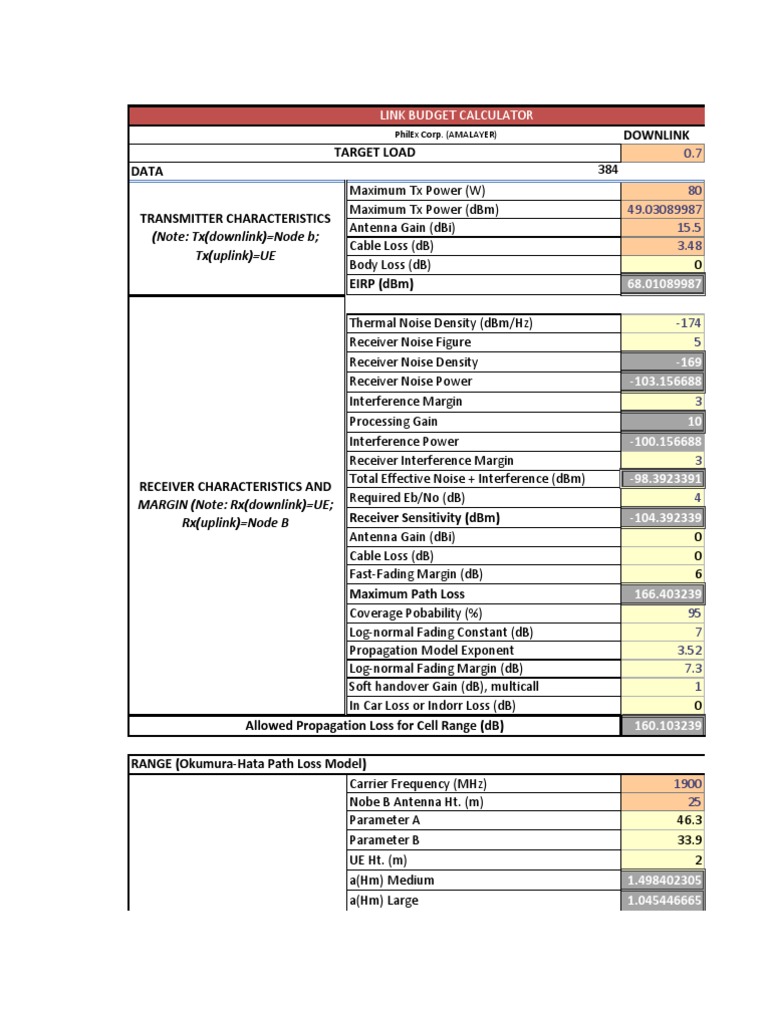 Link Budget Calculator | Download Free PDF | Duplex (Telecommunications ...