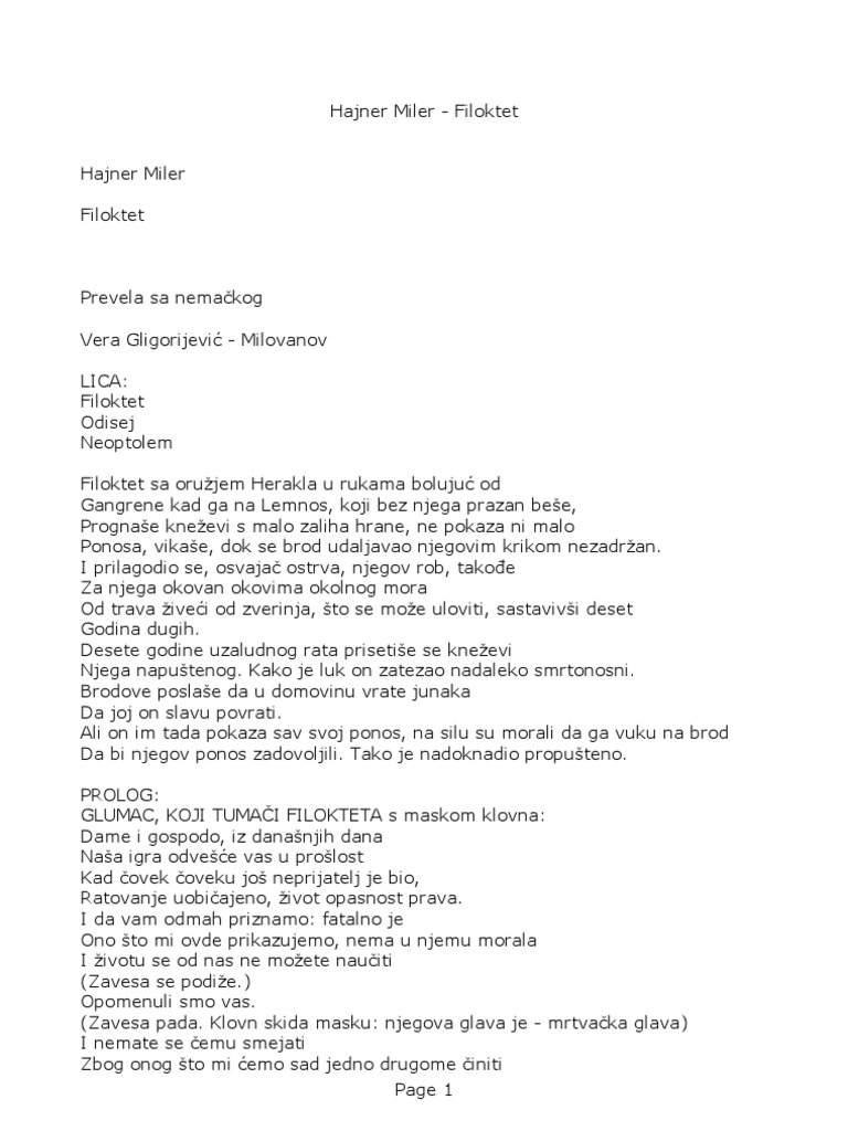Hajner Miler - Filoktet | PDF