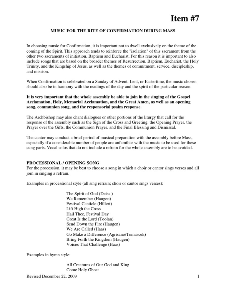 7b Music Confirmation | PDF | Mass (Liturgy) | Confirmation
