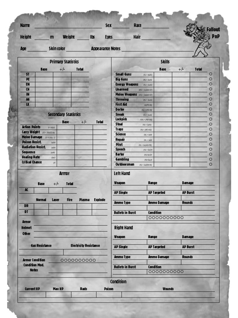 Fallout PnP RPG d100 sheet