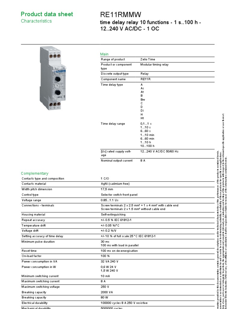 Zelio Time Re11rmmw | PDF | Relay | Switch