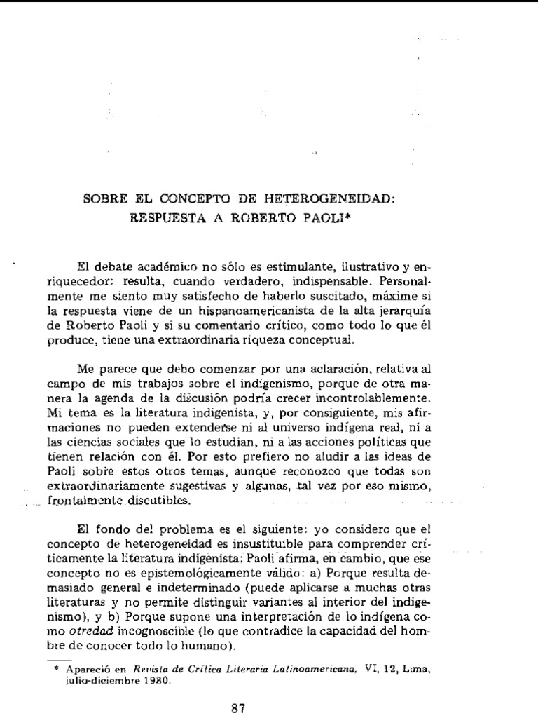 Sobre El Concepto de Heterogeneidad | PDF | Conocimiento | Gente indígena