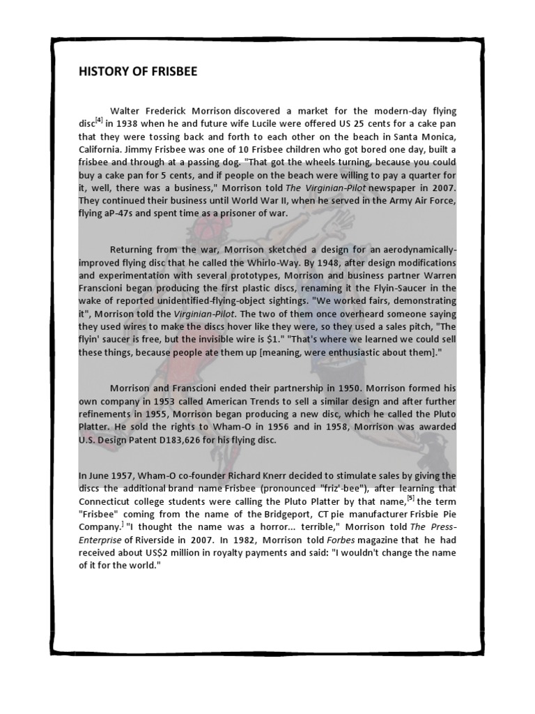 History and Origins of Frisbee | PDF | Sports | Sports Rules And ...