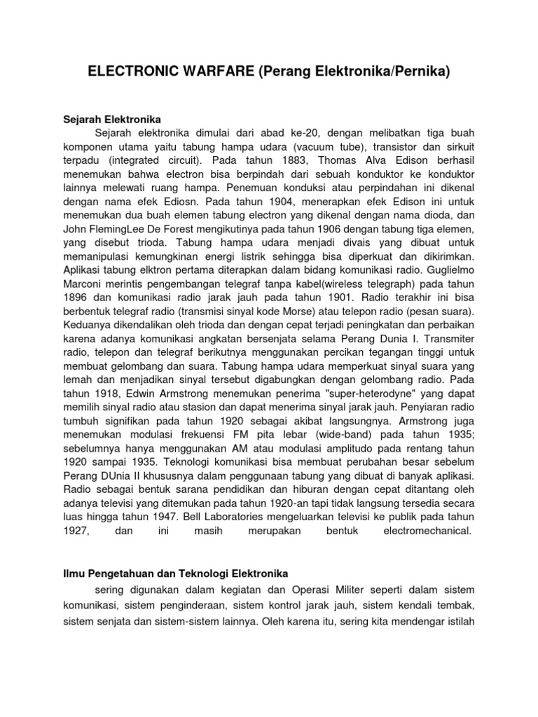 Memahami Pernika dalam Perang Elektronika | PDF