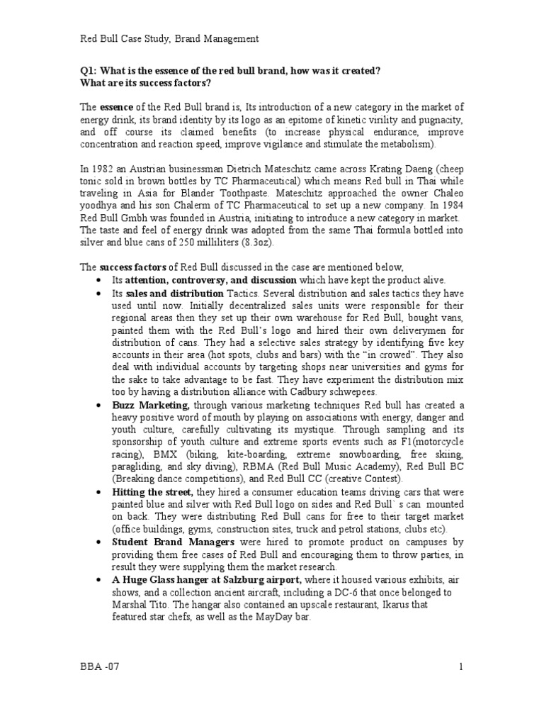 Red Bull Brand Management Case Study | PDF | Brand | Marketing
