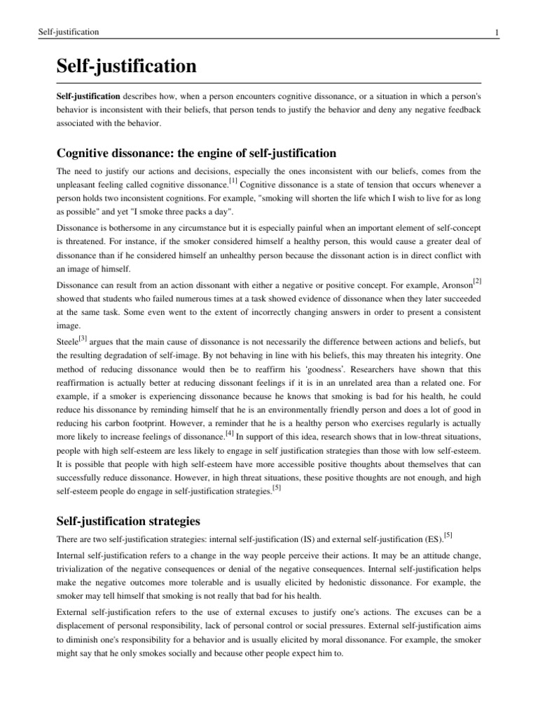 Self Justification | PDF | Psychological Attitude | Social Psychology