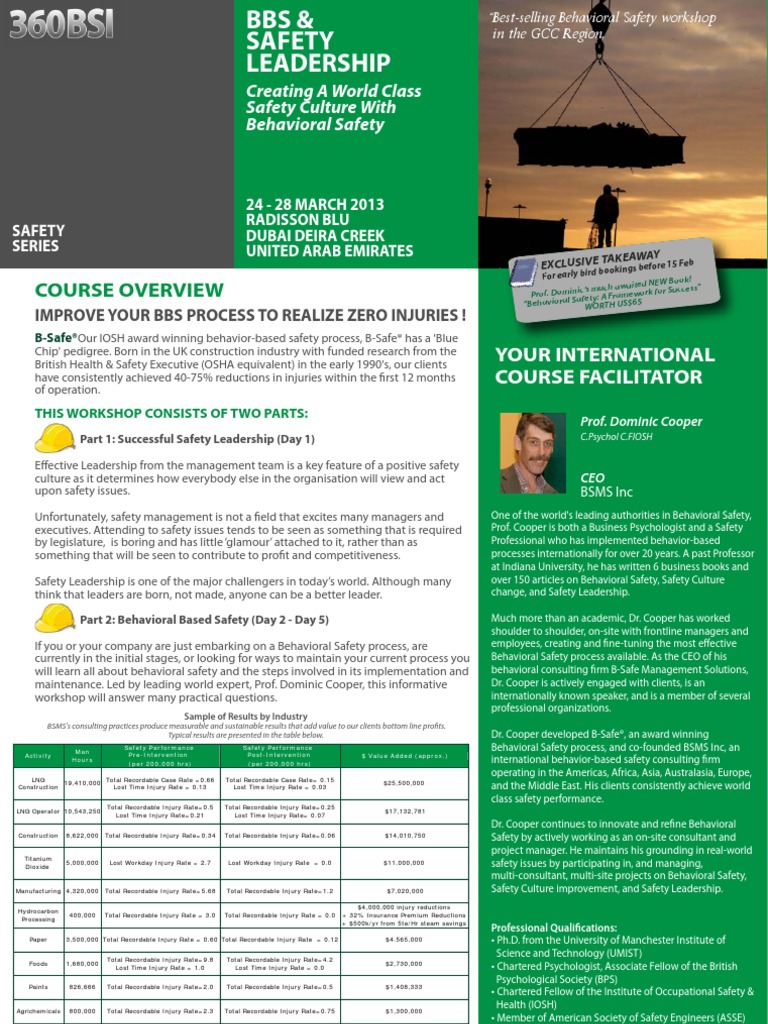 Behavioral Based Safety (BBS) & Safety Leadership, 24 - 28 March 2013 ...