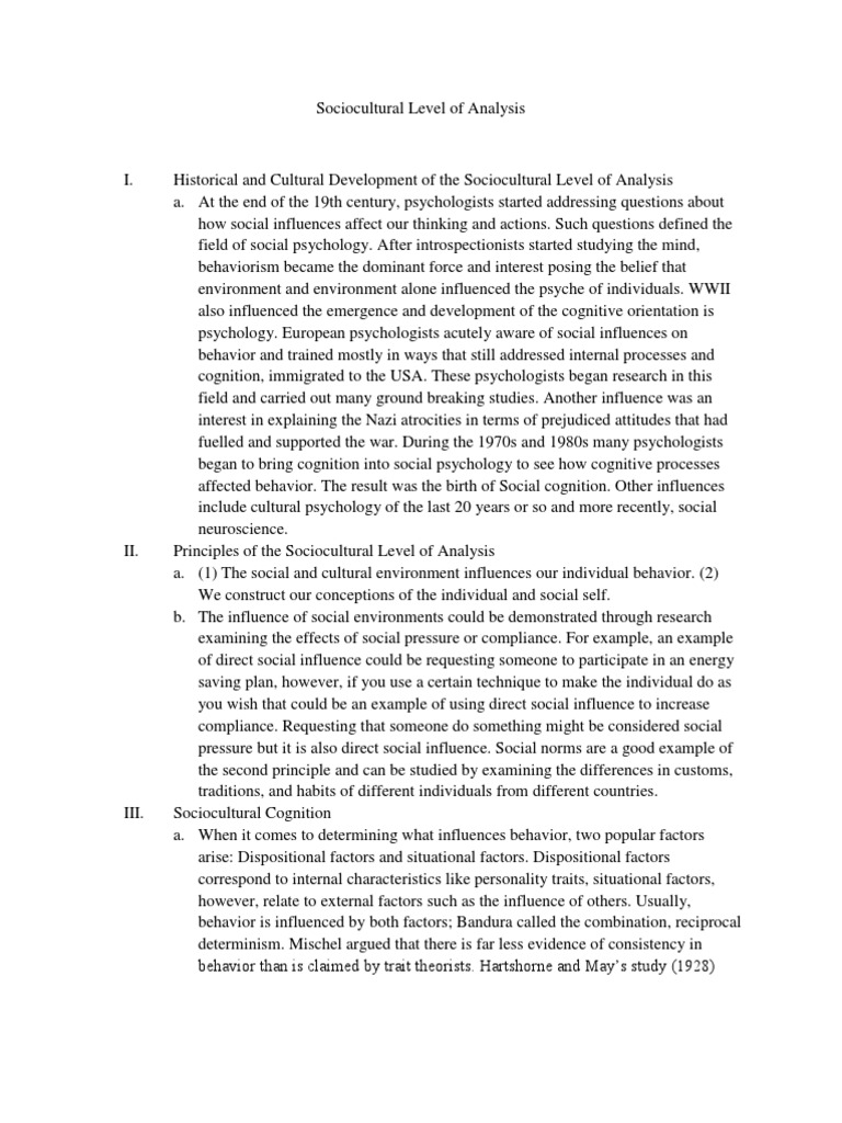 IB Psychology: Sociocultural Level of Analysis | PDF | Conformity ...