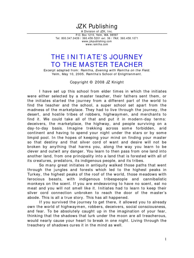 Ramtha: The Initiate's Journey To The Master Teacher | PDF